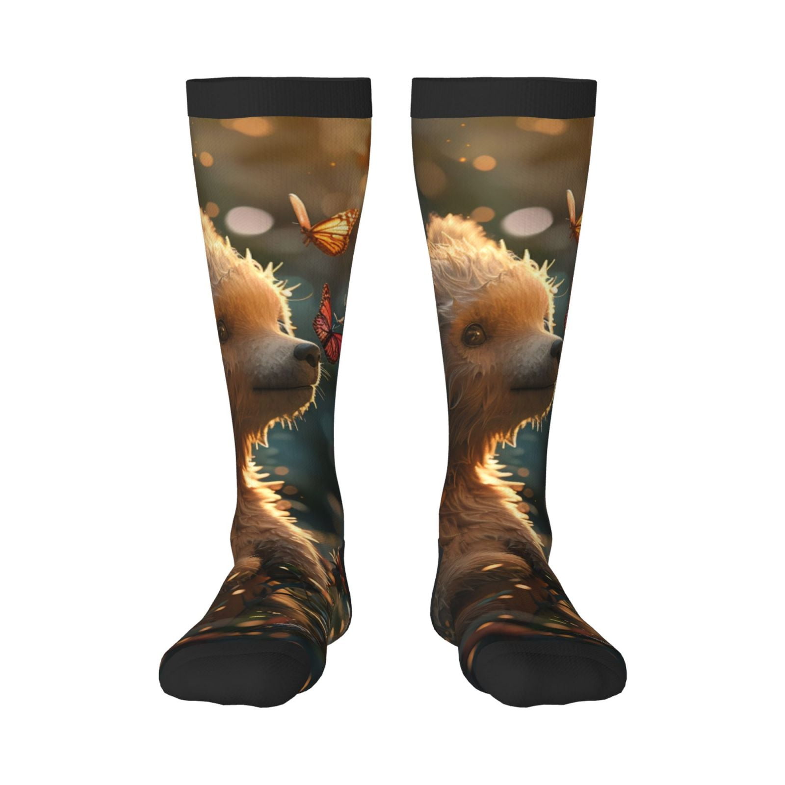 Vsdgher Sunshine Butterfly Flower Bear Print Thigh High Socks Extra ...