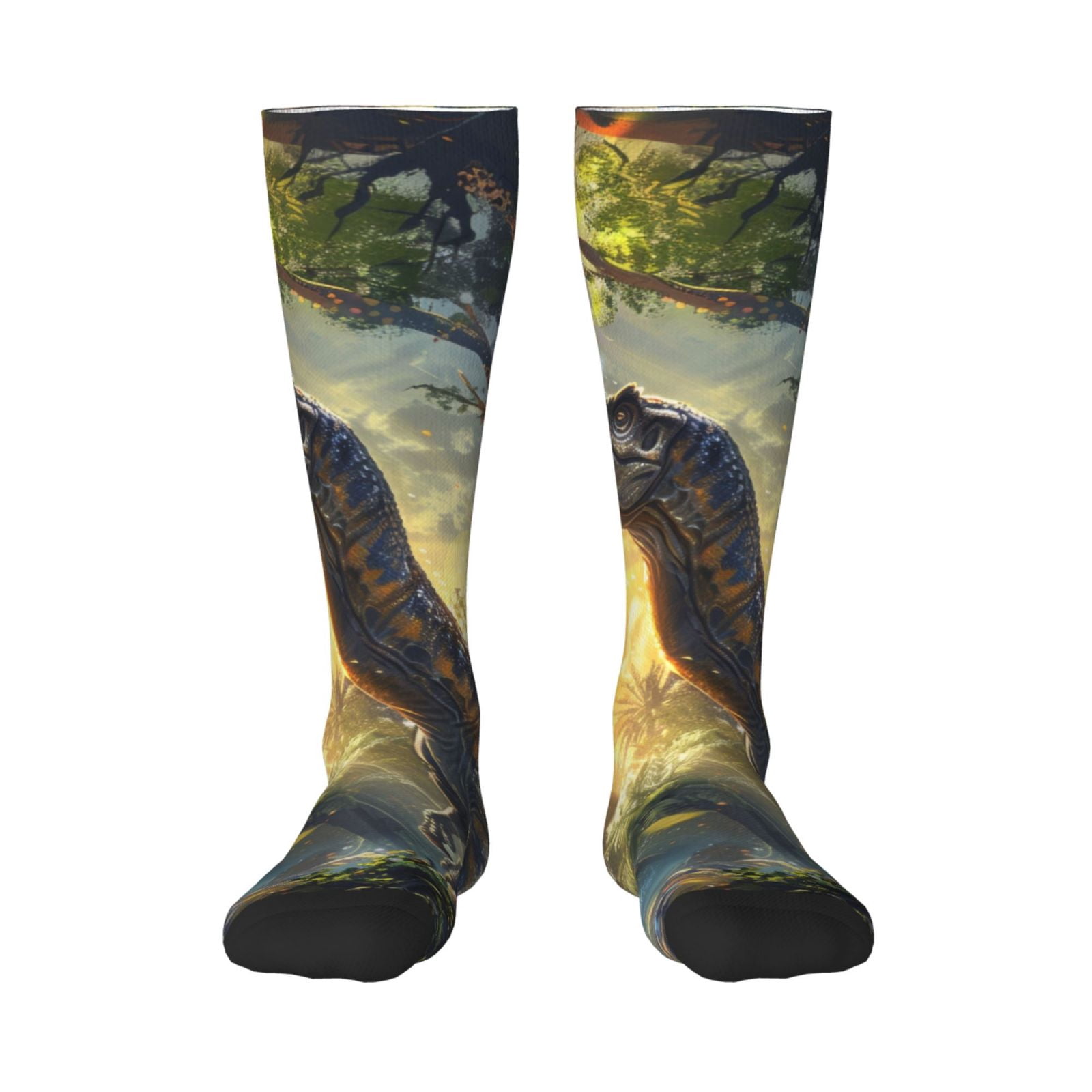 Vsdgher Sunshine Jungle Dinosaur Print Thigh High Socks Extra Long ...