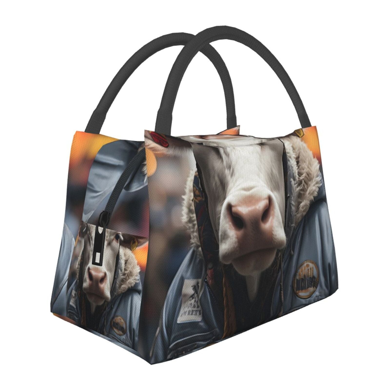 Vsdgher Surrealist Cow Print Insulated Reusable Bags with Sturdy Zipper ...