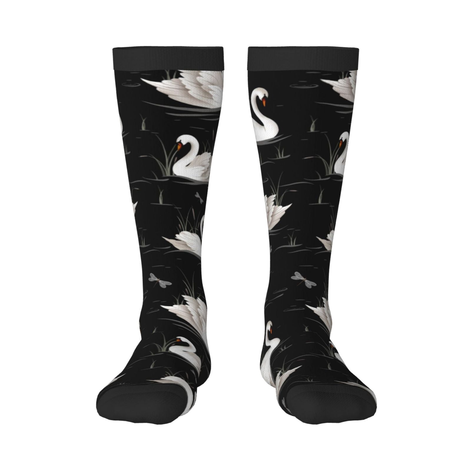 Vsdgher Swan And Dragonflies Print Thigh High Socks Extra Long Stretchy ...