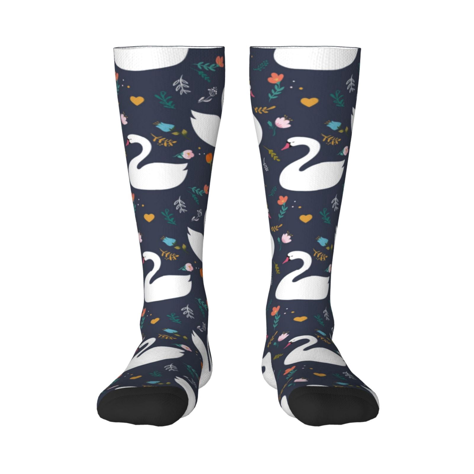 Vsdgher Swan And Flowers1 Print Thigh High Socks Extra Long Stretchy ...