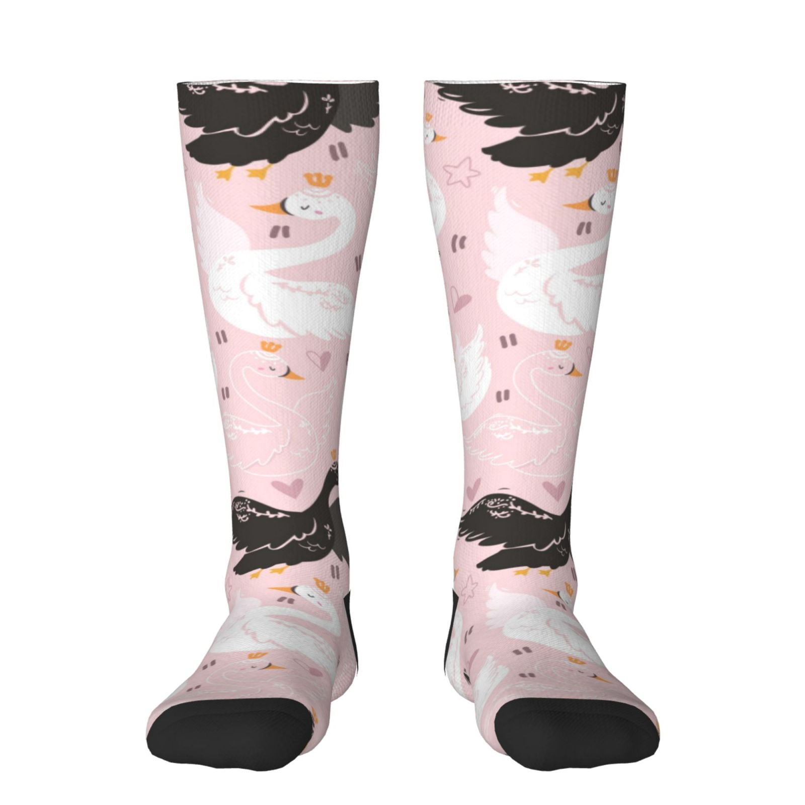 Vsdgher Swan And Flowers2 Print Thigh High Socks Extra Long Stretchy ...