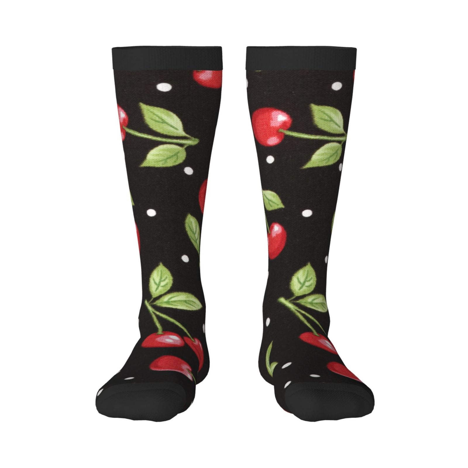 Vsdgher Sweet Red Cherry Print Thigh High Socks Extra Long Stretchy ...