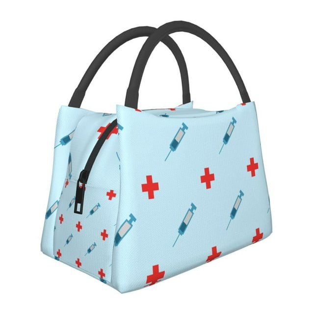Vsdgher Syringe And Red Cross Print Insulated Reusable Bags with Sturdy ...