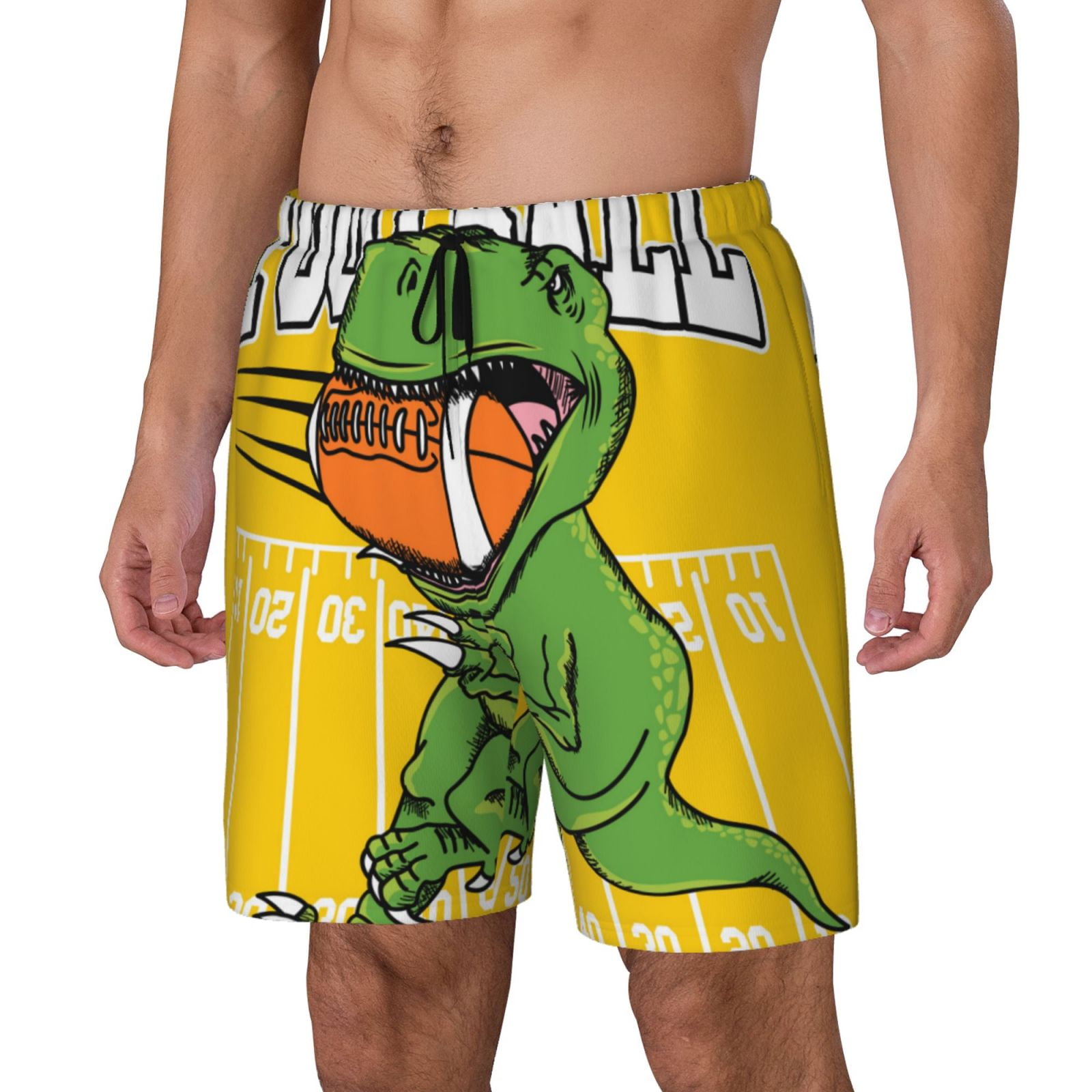 Vsdgher T-Rex Playing Football for Mens Swim Trunks with Compression ...