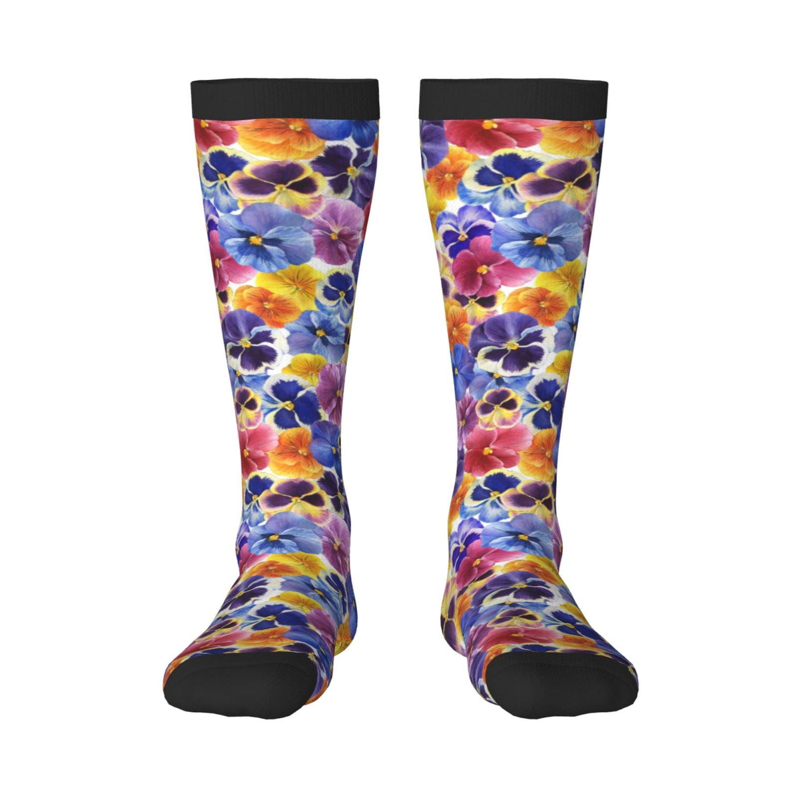 Vsdgher The Garden Tricolor Pansy Flower Print Thigh High Socks Extra ...