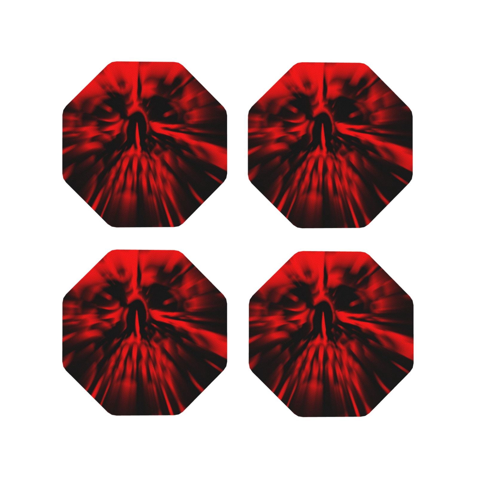 Vsdgher The Red Head Skull Leather Coasters for Drinks, Durable Drink ...