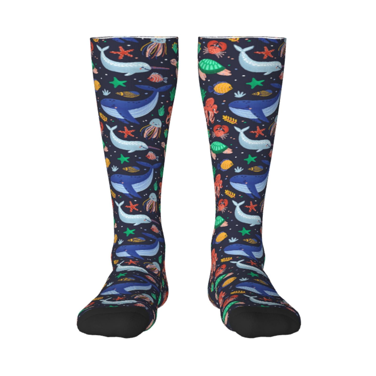 Vsdgher The Underwater World Print Thigh High Socks Extra Long Stretchy ...