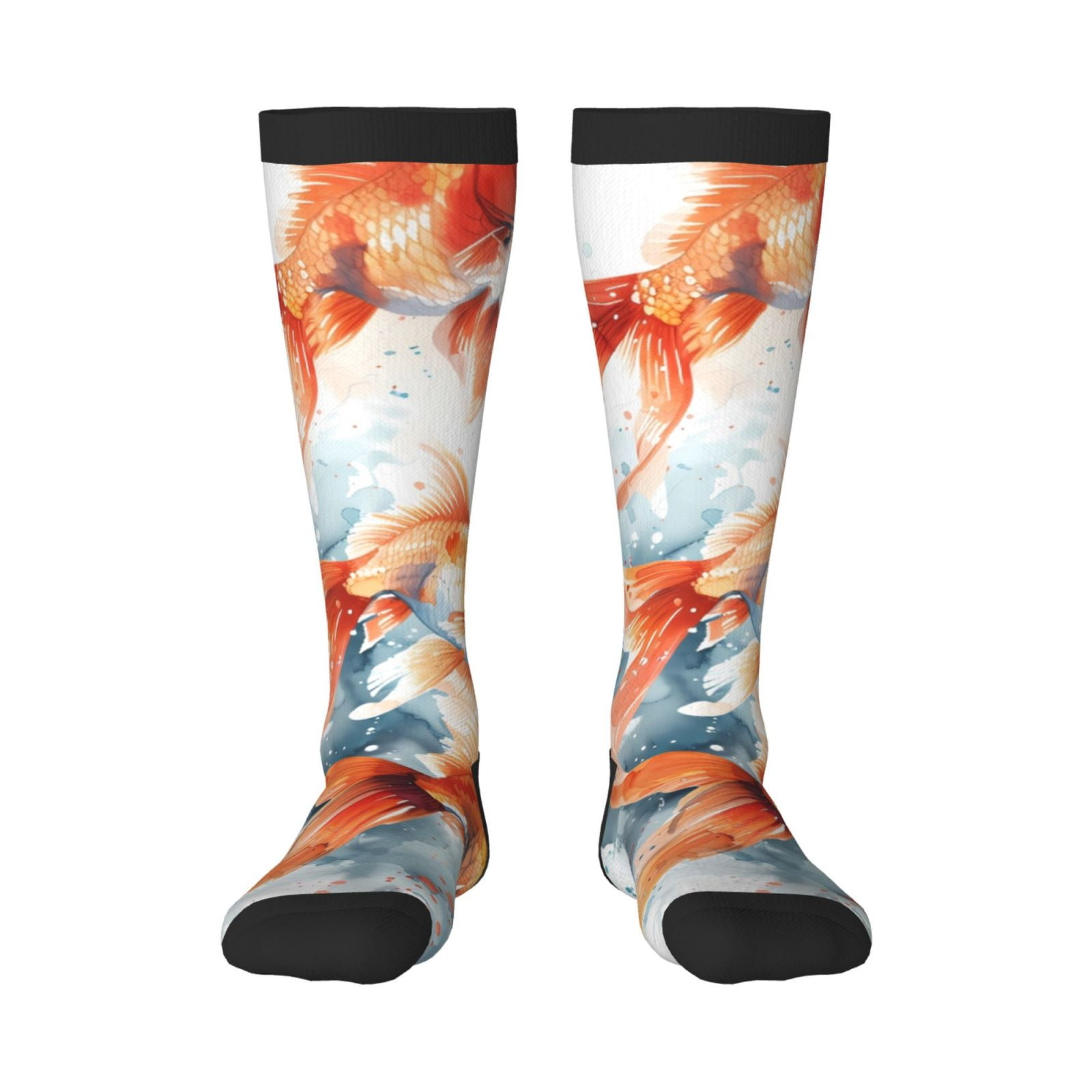 Vsdgher Three Goldfish Watercolor Splash Knee Socks, High Socks Long ...