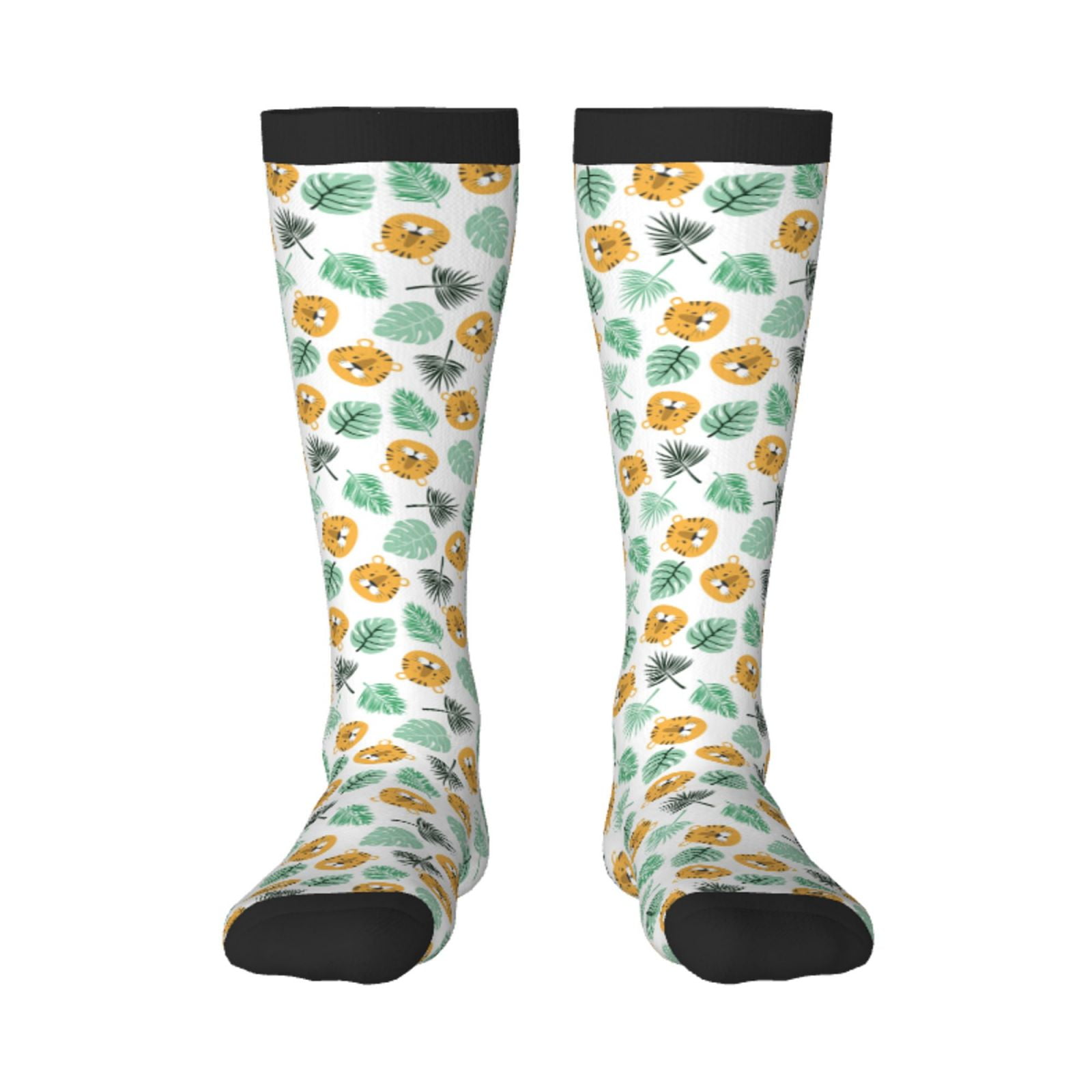 Vsdgher Tiger Leaves Print Thigh High Socks Extra Long Stretchy Sock ...