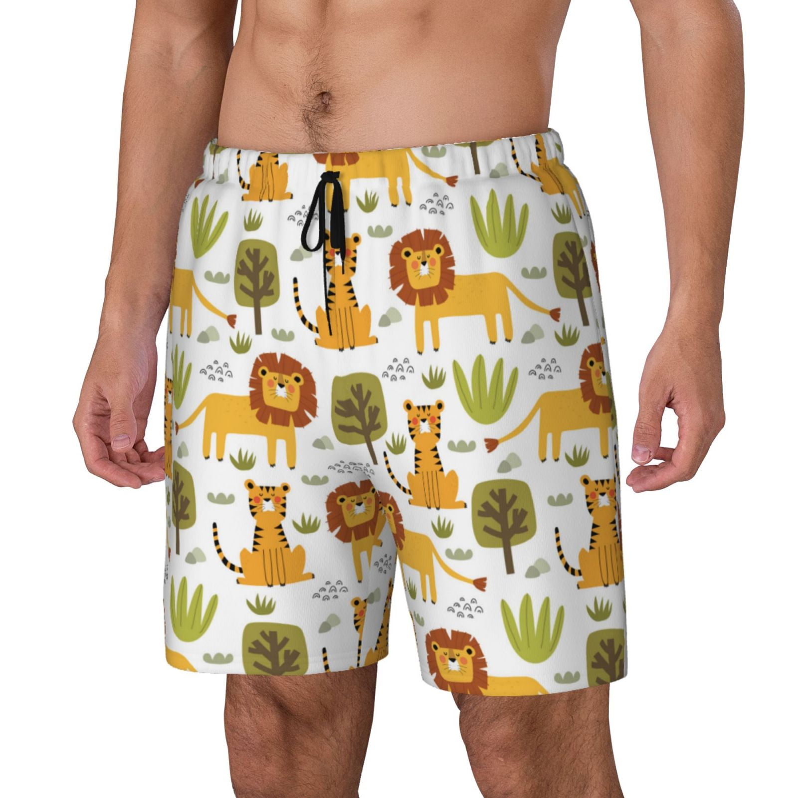 Vsdgher Tiger Lion for Mens Swim Trunks with Compression Liner Swim ...