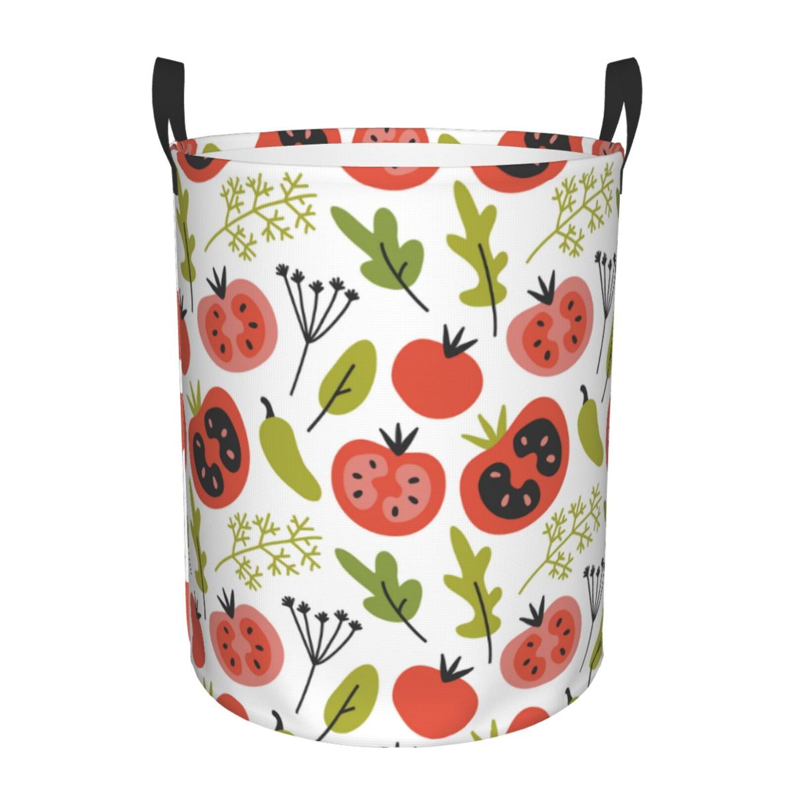 Vsdgher Tomatoes Waterproof Round Collapsible Large Laundry Basket with ...