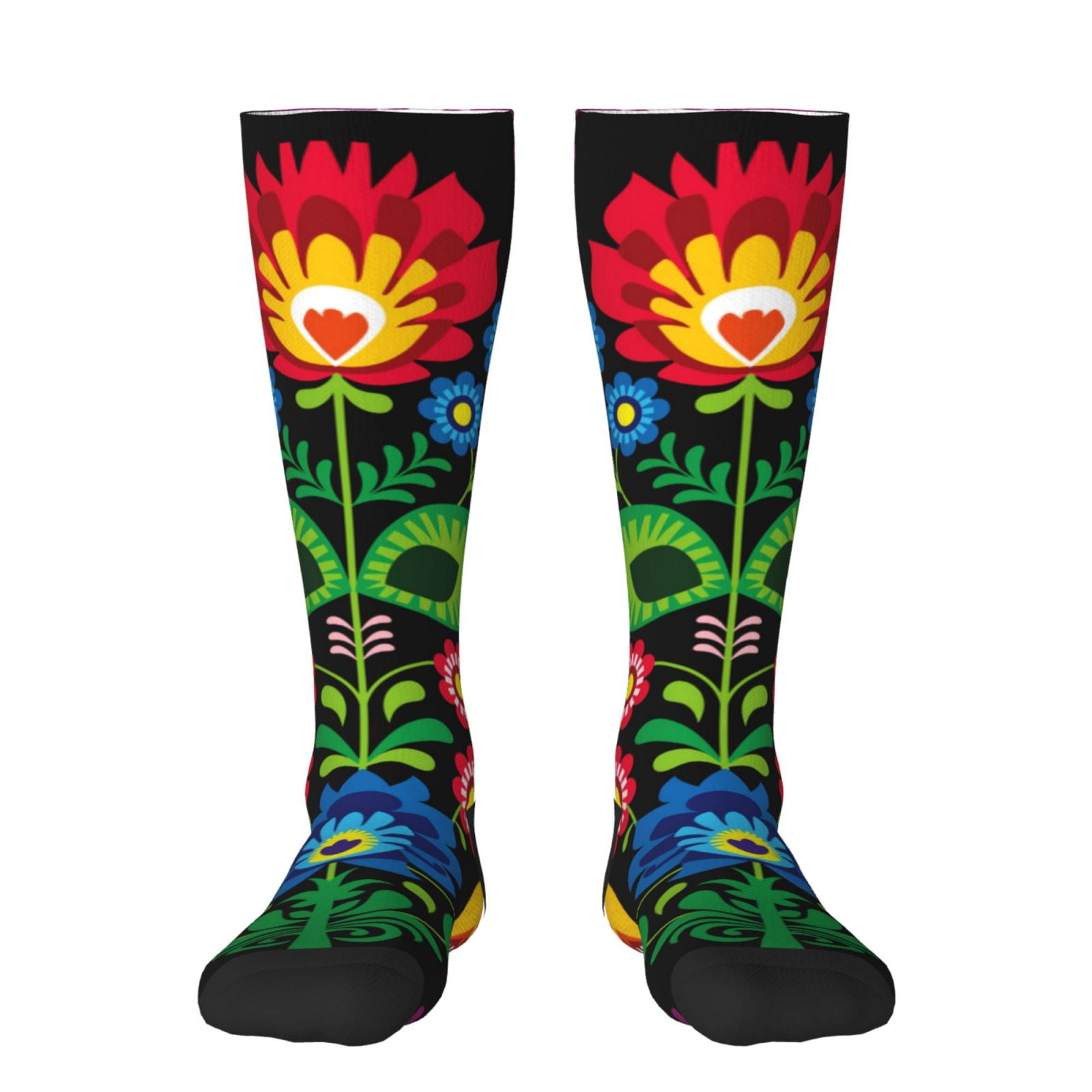 Vsdgher Traditional Floral Polish Print Thigh High Socks Extra Long ...