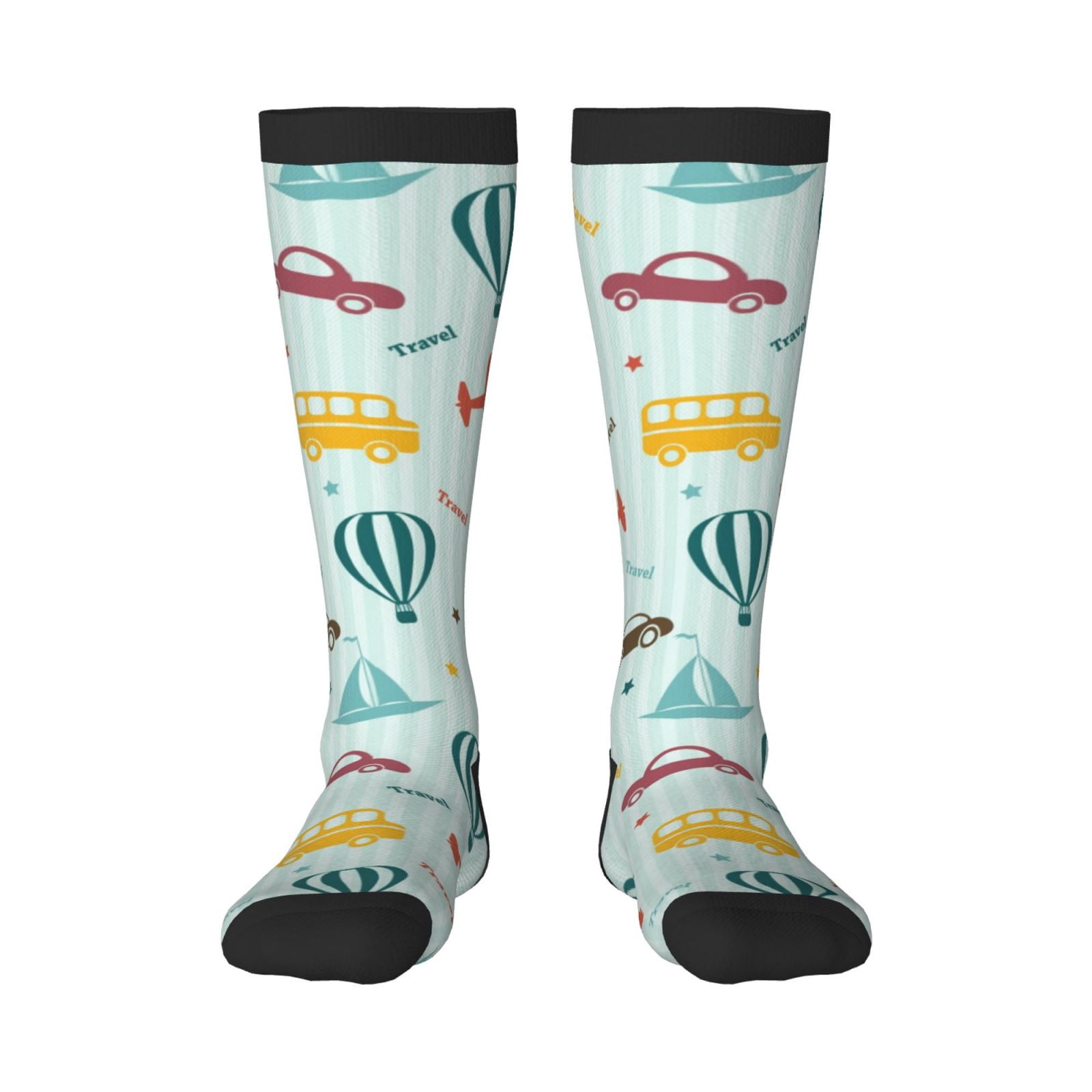 Vsdgher Transport Travel Print Thigh High Socks Extra Long Stretchy ...