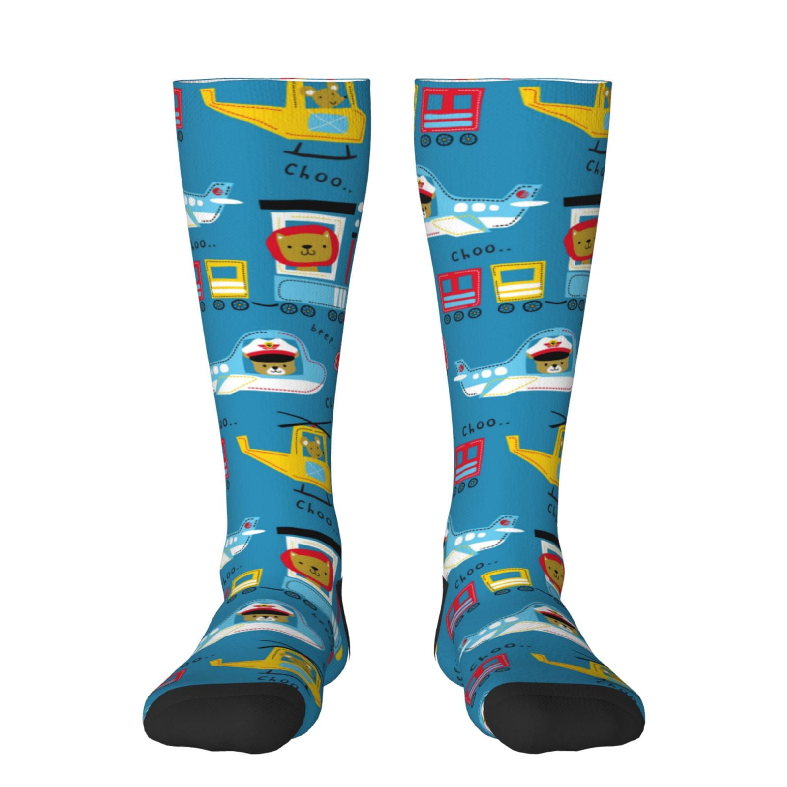 Vsdgher Transportations With Cute Animals Print Thigh High Socks Extra ...