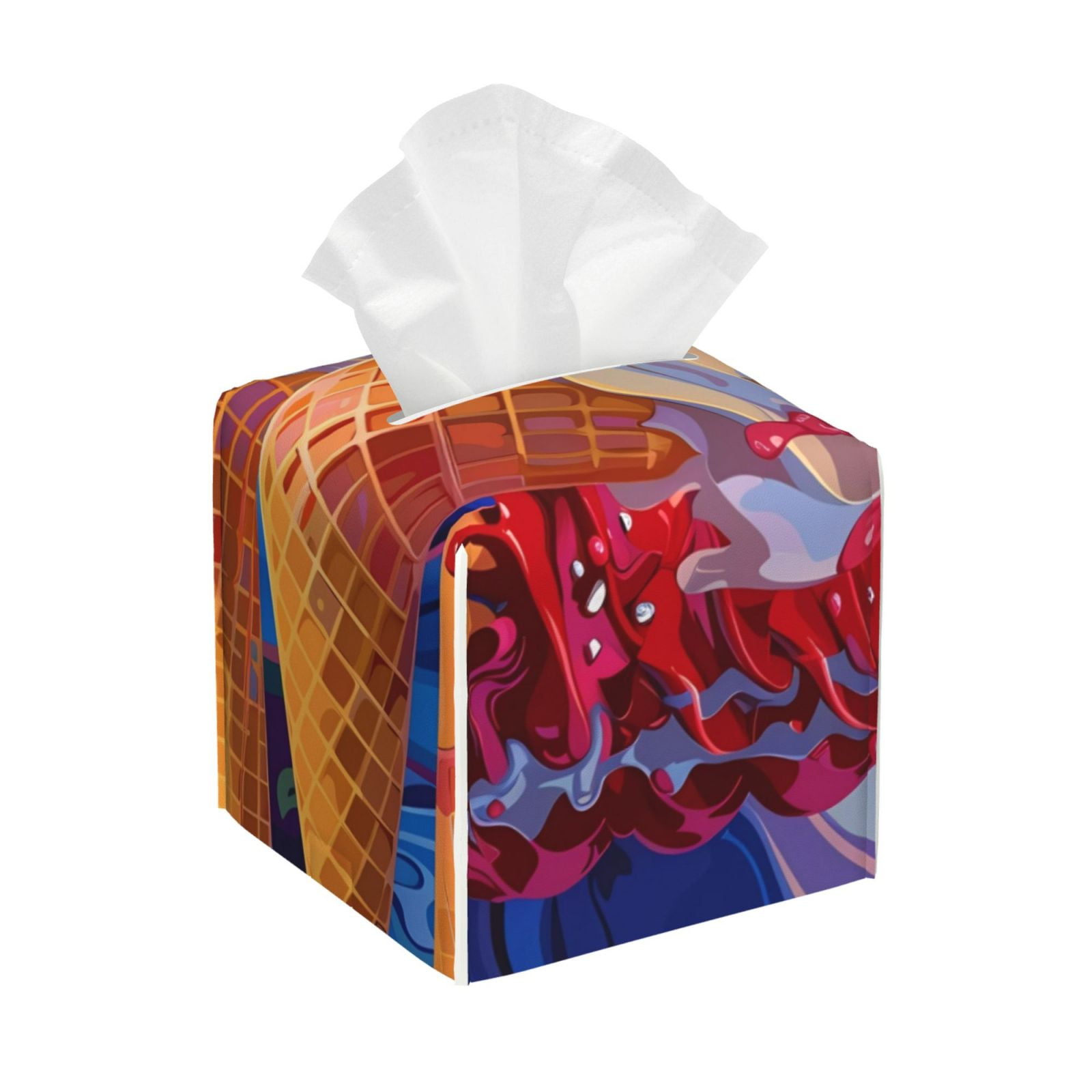 Vsdgher Trio Of Dripping Cones Pattern Tissue Box Cover Holder, Square ...