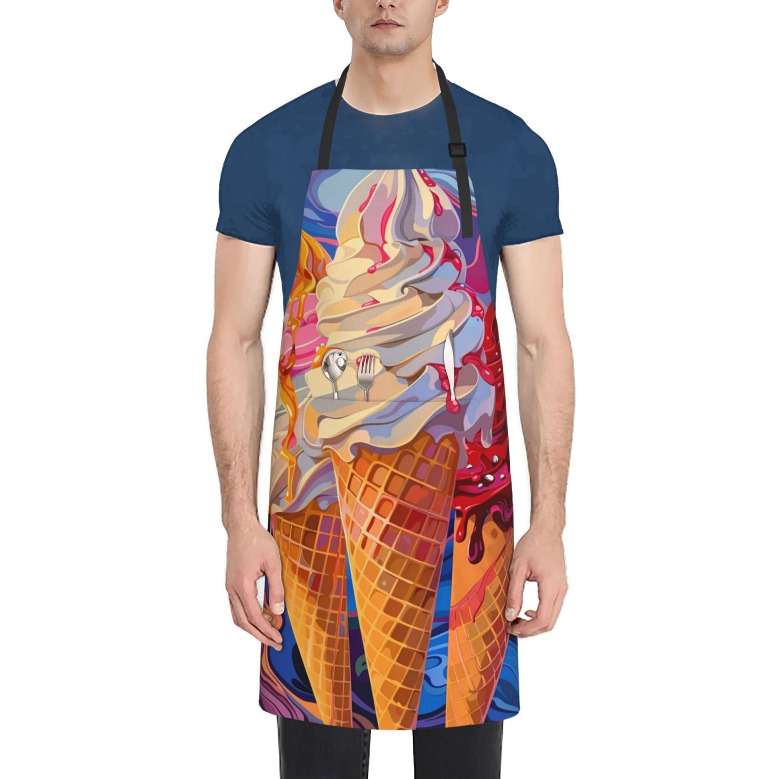 Vsdgher Trio Of Dripping Cones Waterproof Apron with 2 Pockets Kitchen ...