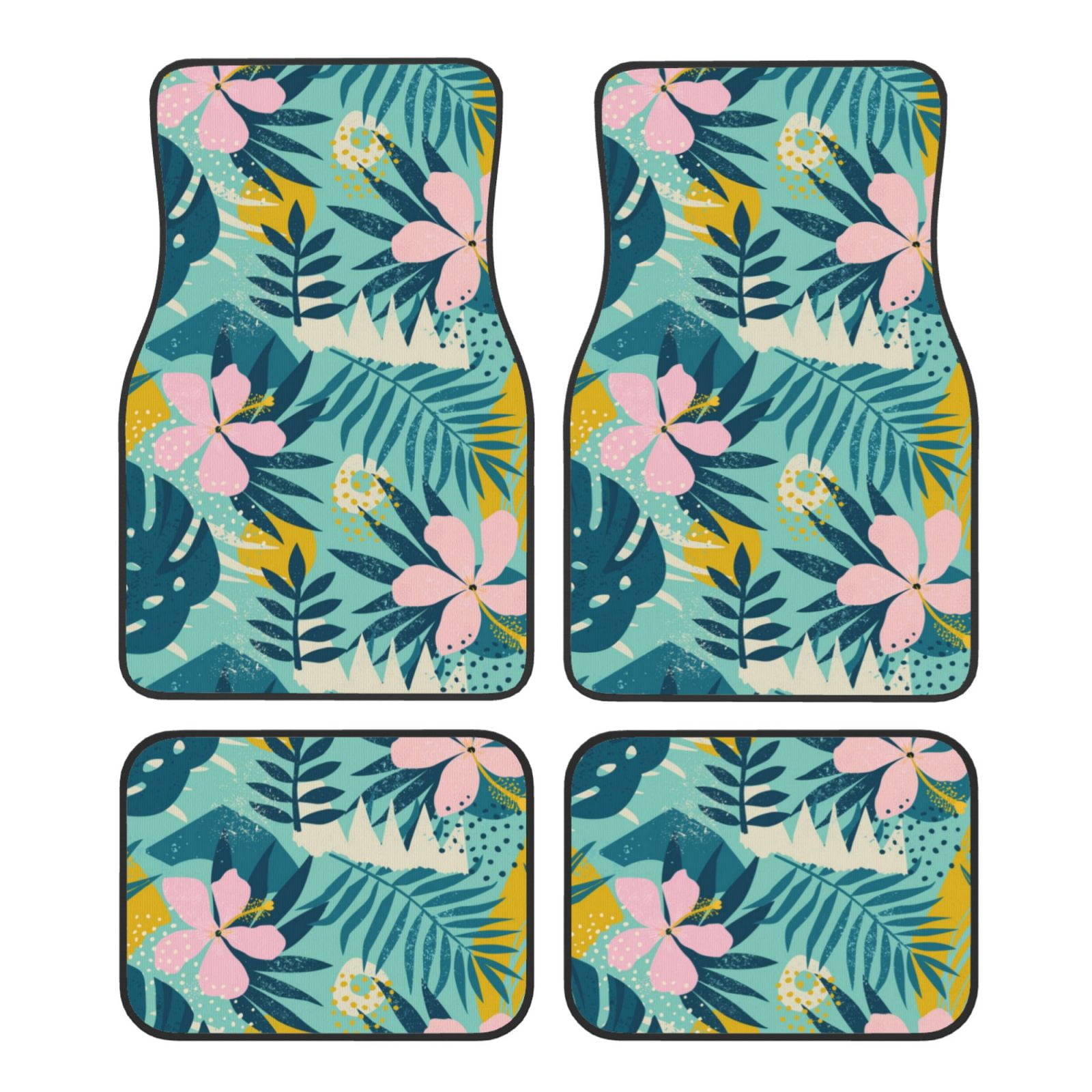 Vsdgher Tropical Floral Car Foot Mat Set of 4 Pieces Universal Floor ...