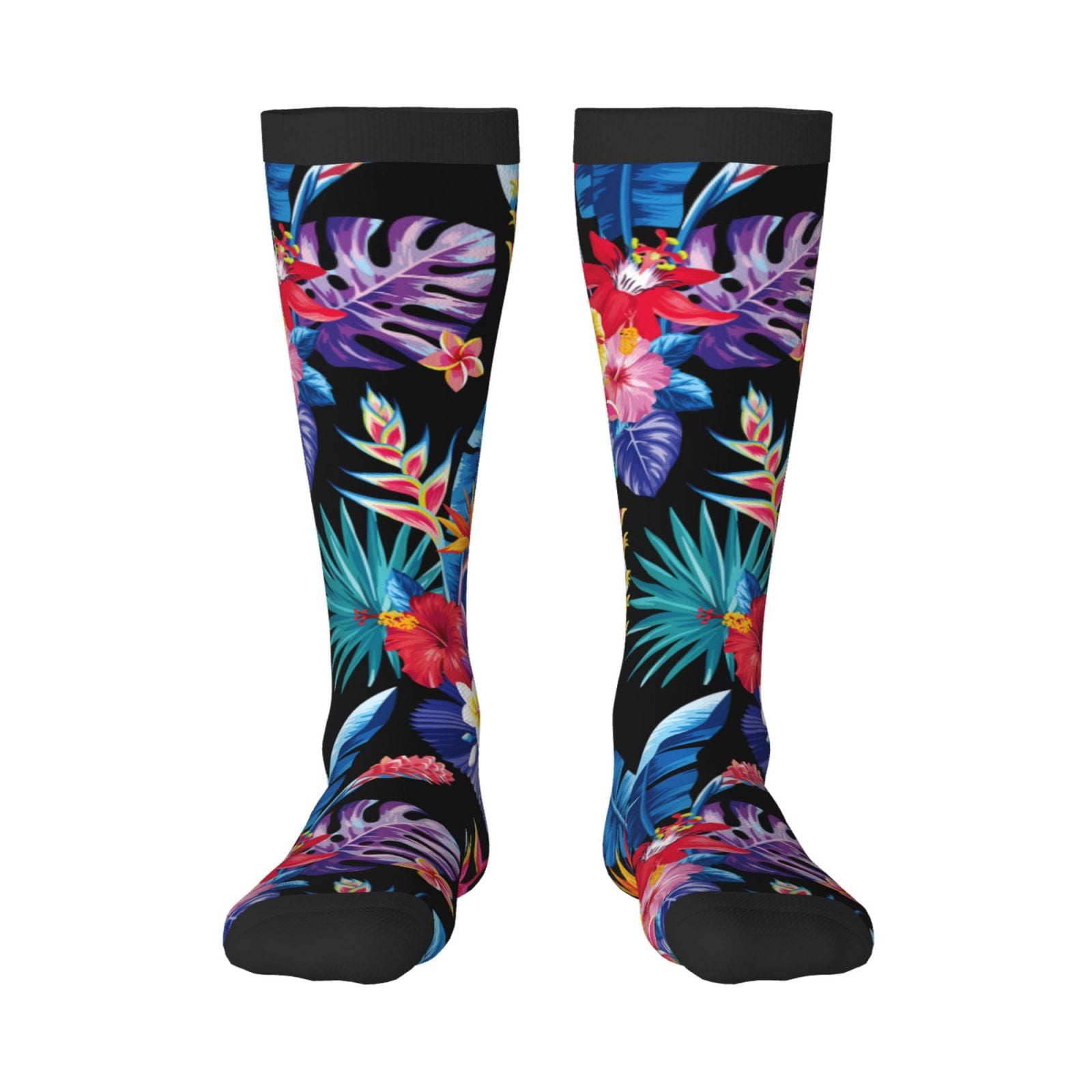 Vsdgher Tropical Palm Leaves Print Thigh High Socks Extra Long Stretchy ...