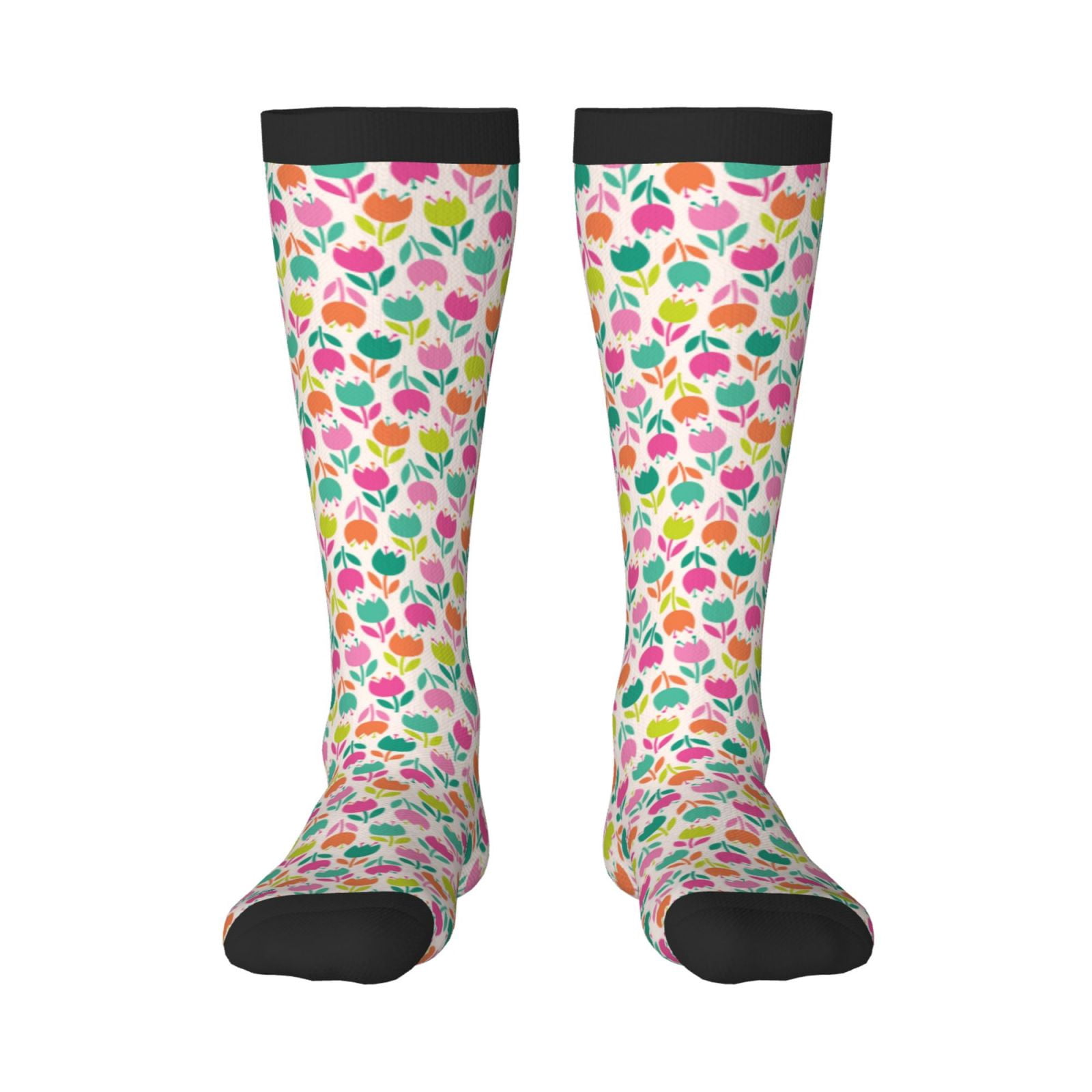 Vsdgher Tulips Flowers Print Thigh High Socks Extra Long Stretchy Sock ...