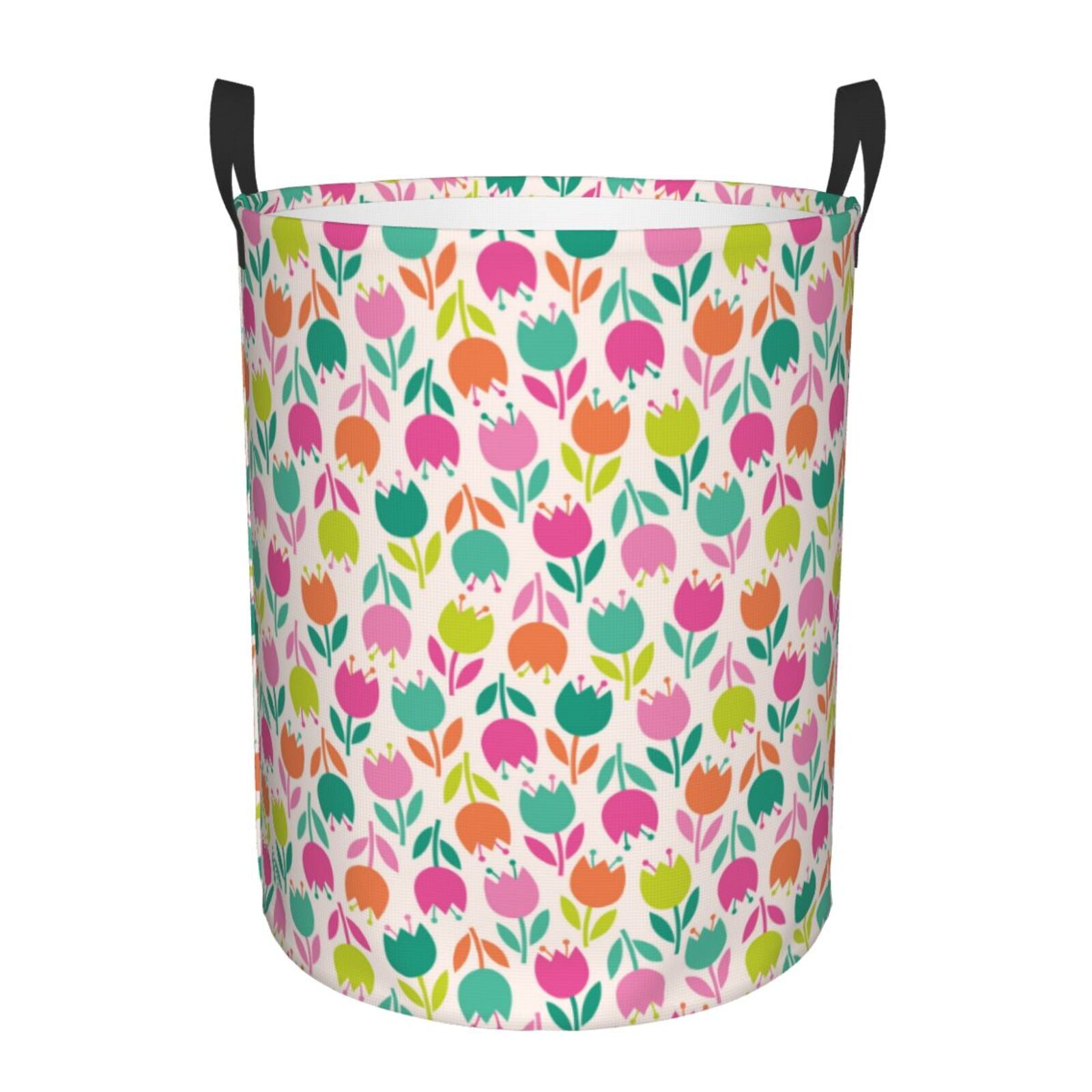 Vsdgher Tulips Flowers Waterproof Round Collapsible Large Laundry ...