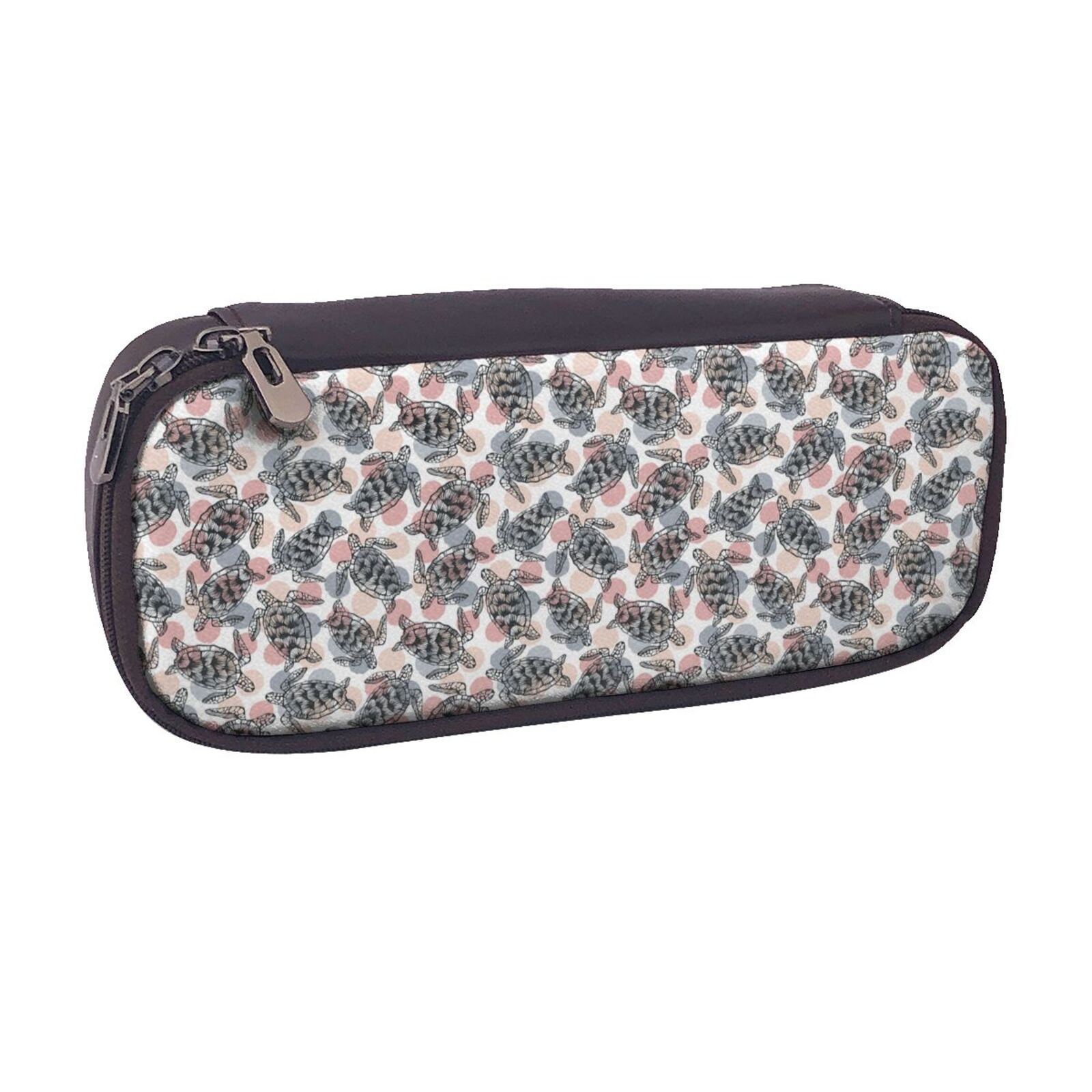 Vsdgher Turtle Print Pen Case Leather Pencil Pouch Markers Holder Big ...