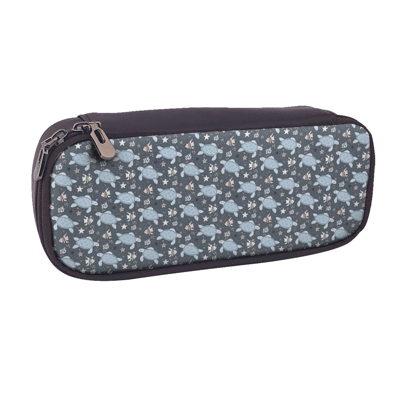 Vsdgher Turtle Print Pen Case Leather Pencil Pouch Markers Holder Big ...