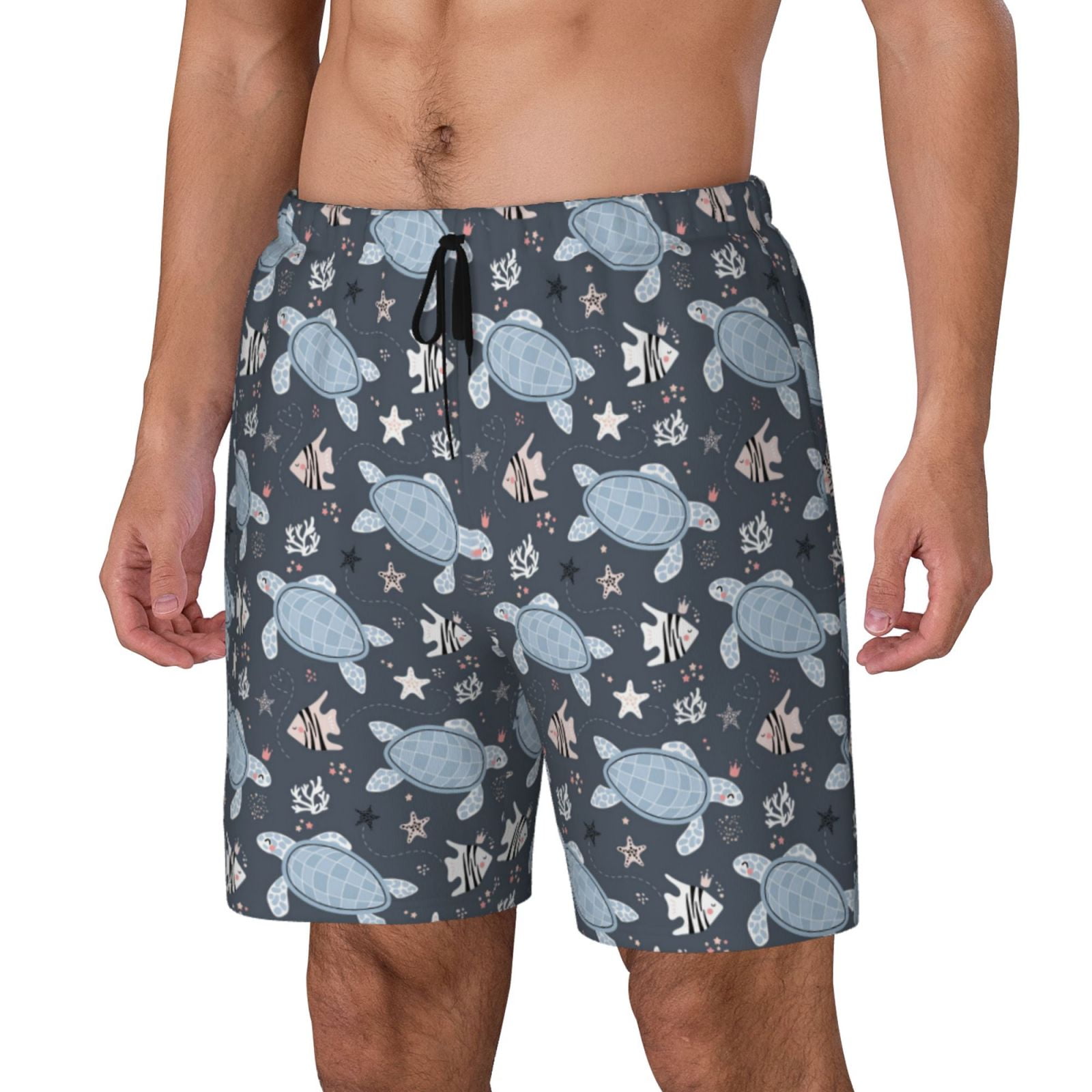 Vsdgher Turtle for Mens Swim Trunks with Compression Liner Swim Shorts ...