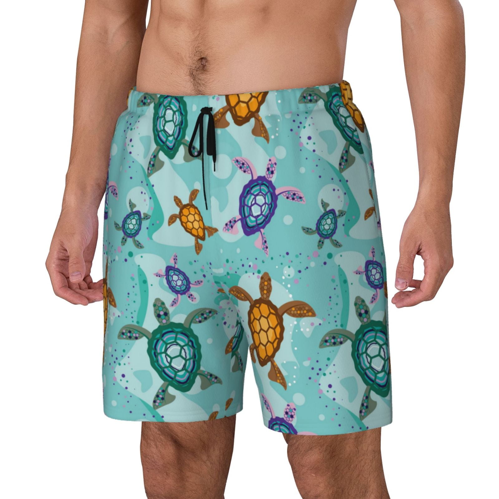Vsdgher Turtles And Sea for Mens Swim Trunks with Compression Liner ...