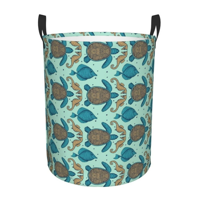 Vsdgher Turtles And Seahorses Waterproof Round Collapsible Large ...