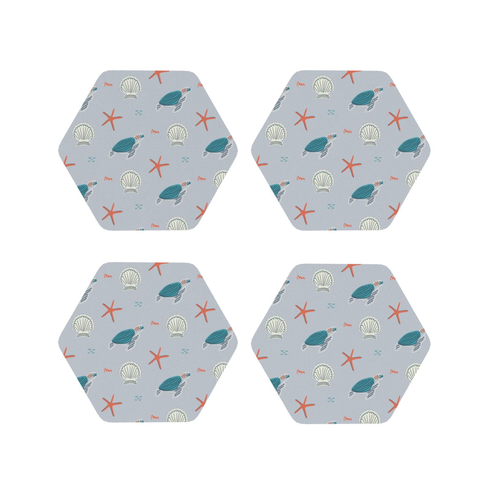 Vsdgher Turtles And Shells Leather Coasters for Drinks, Durable Drink ...
