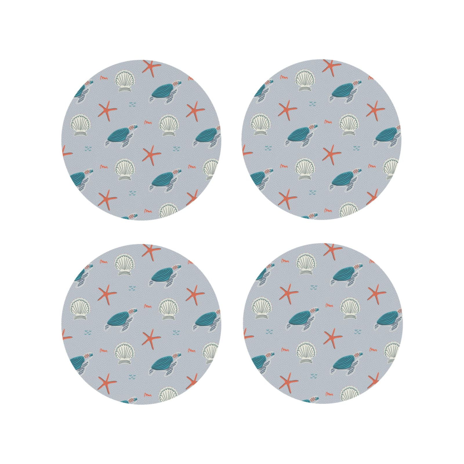 Vsdgher Turtles And Shells Leather Coasters for Drinks, Durable Drink ...