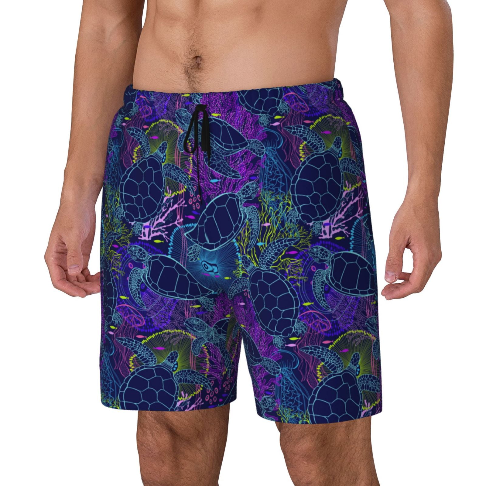 Vsdgher Turtles for Mens Swim Trunks with Compression Liner Swim Shorts ...