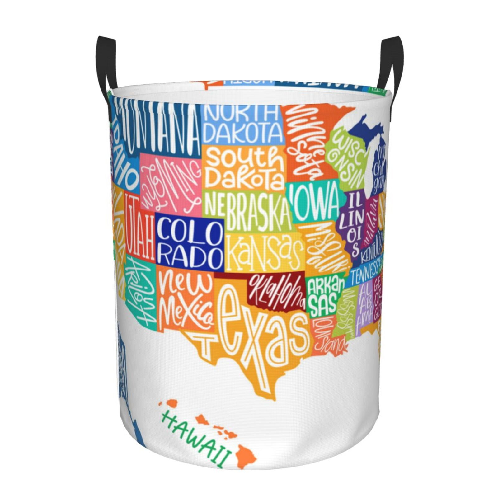 Vsdgher USA MAP Waterproof Round Large Laundry Basket -Toy Storage ...
