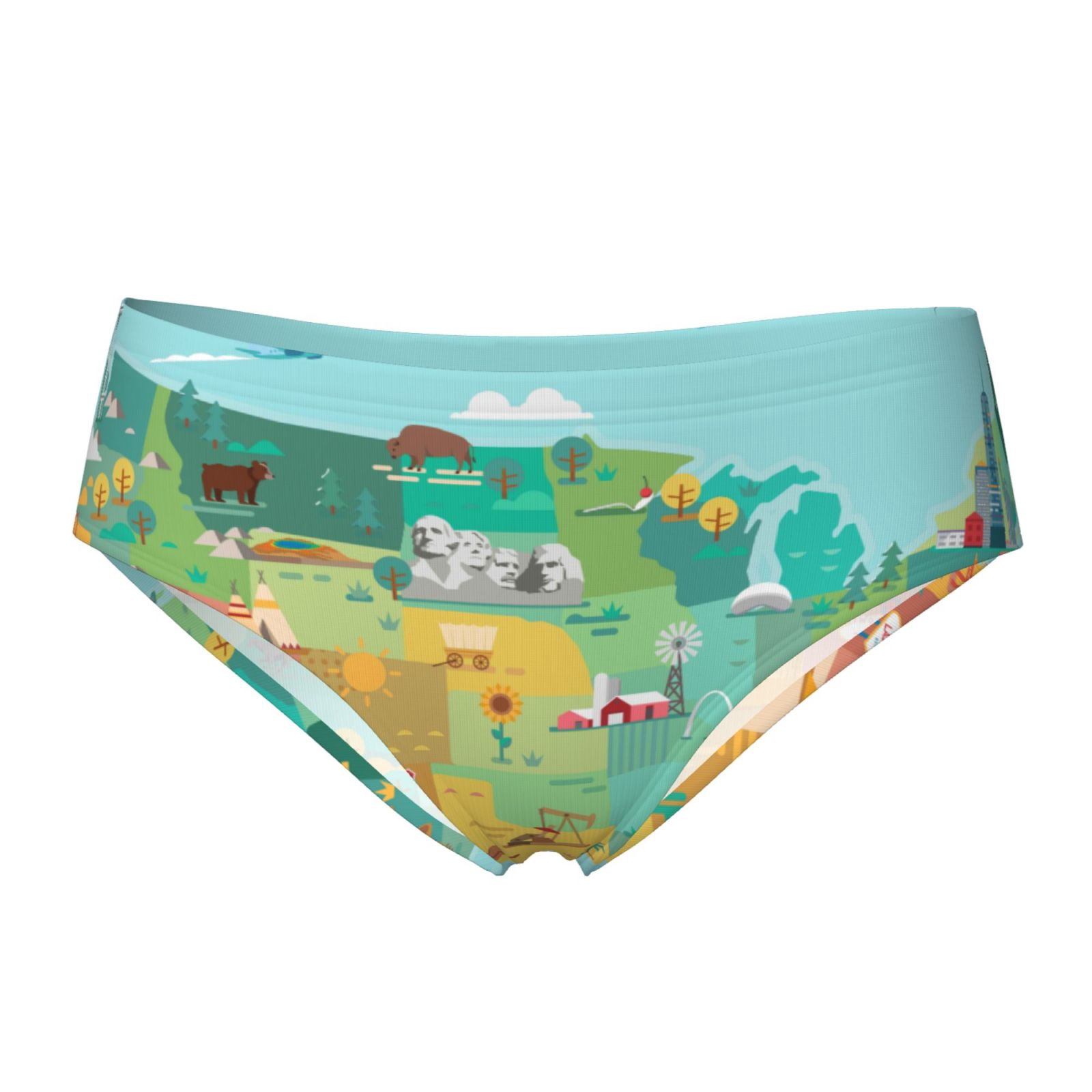 Vsdgher USA Tourist Map Pattern Women's Underwear Low Waisted Full ...