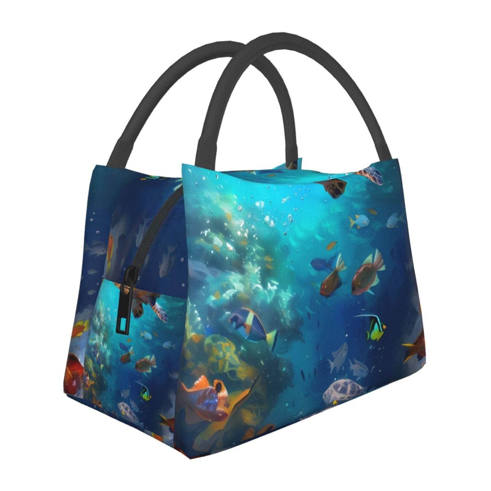 Vsdgher Underwater Fish Turtle Print Insulated Reusable Bags with ...