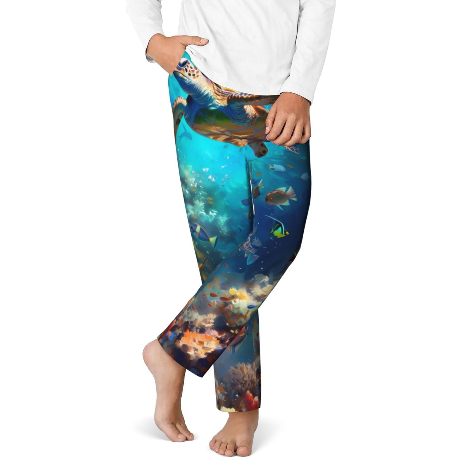 Vsdgher Underwater Fish Turtle Print Kids Pajama Pants,Long Sleep Plaid ...