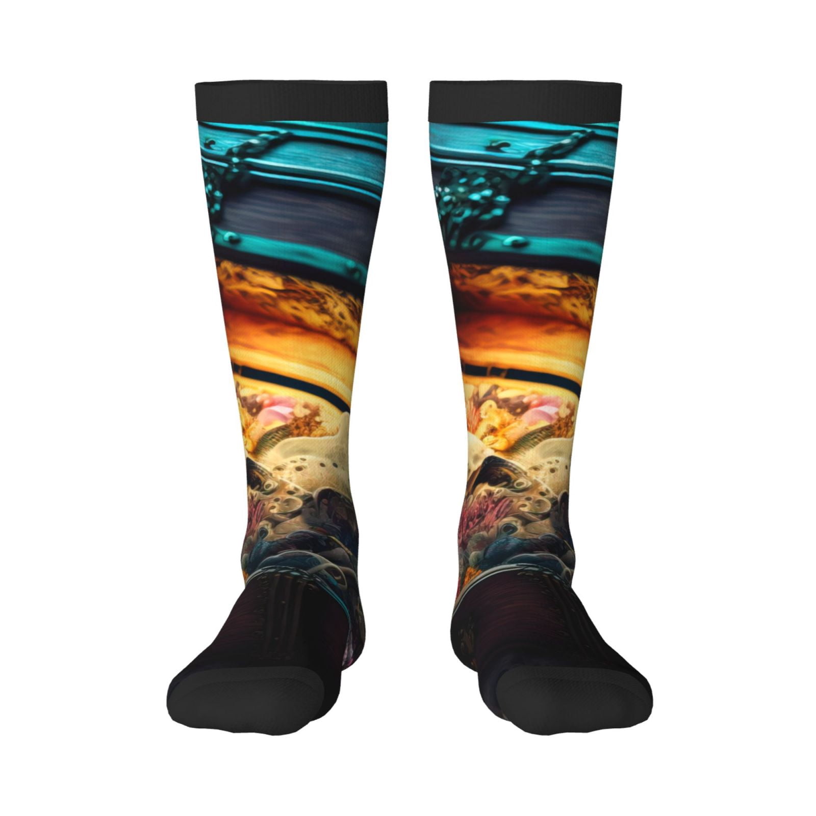 Vsdgher Underwater Treasure Chest Print Thigh High Socks Extra Long ...
