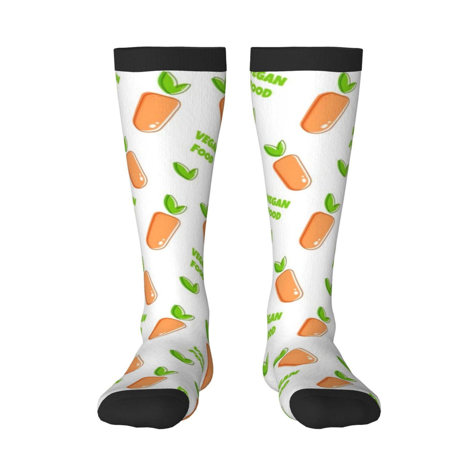 Vsdgher Vegan Fruit Carrot Print Thigh High Socks Extra Long Stretchy ...