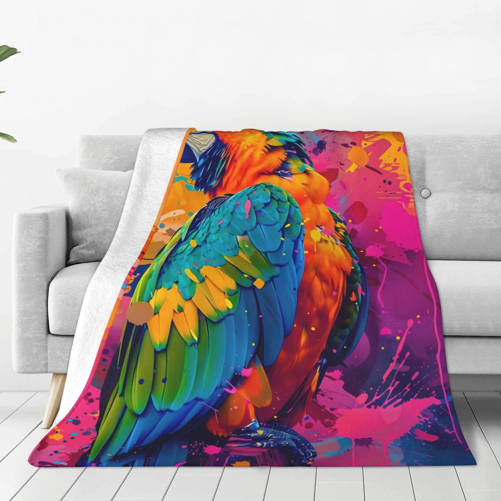 Vsdgher Vibrant Parrot Splash Art Ultra-Soft Micro flannel Blanket ...