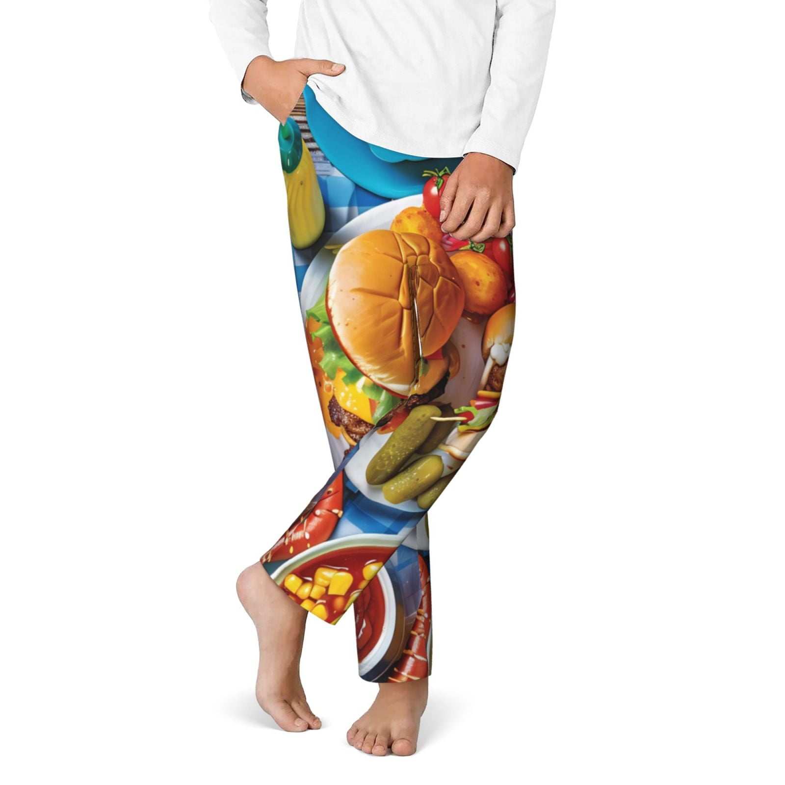 Vsdgher Vibrant Picnic Food Spread Print Kids Pajama Pants,Long Sleep ...