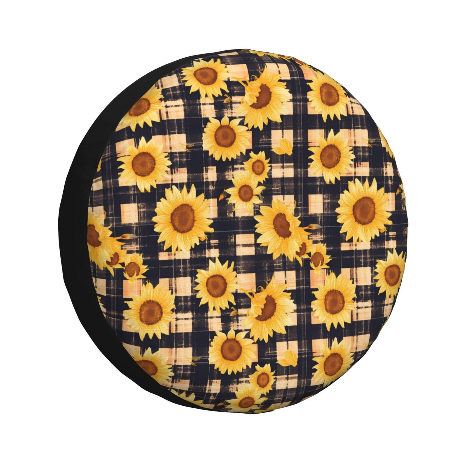 Vsdgher Vintage Black White Plaid Sunflowe for Spare Tire Cover, Tire ...