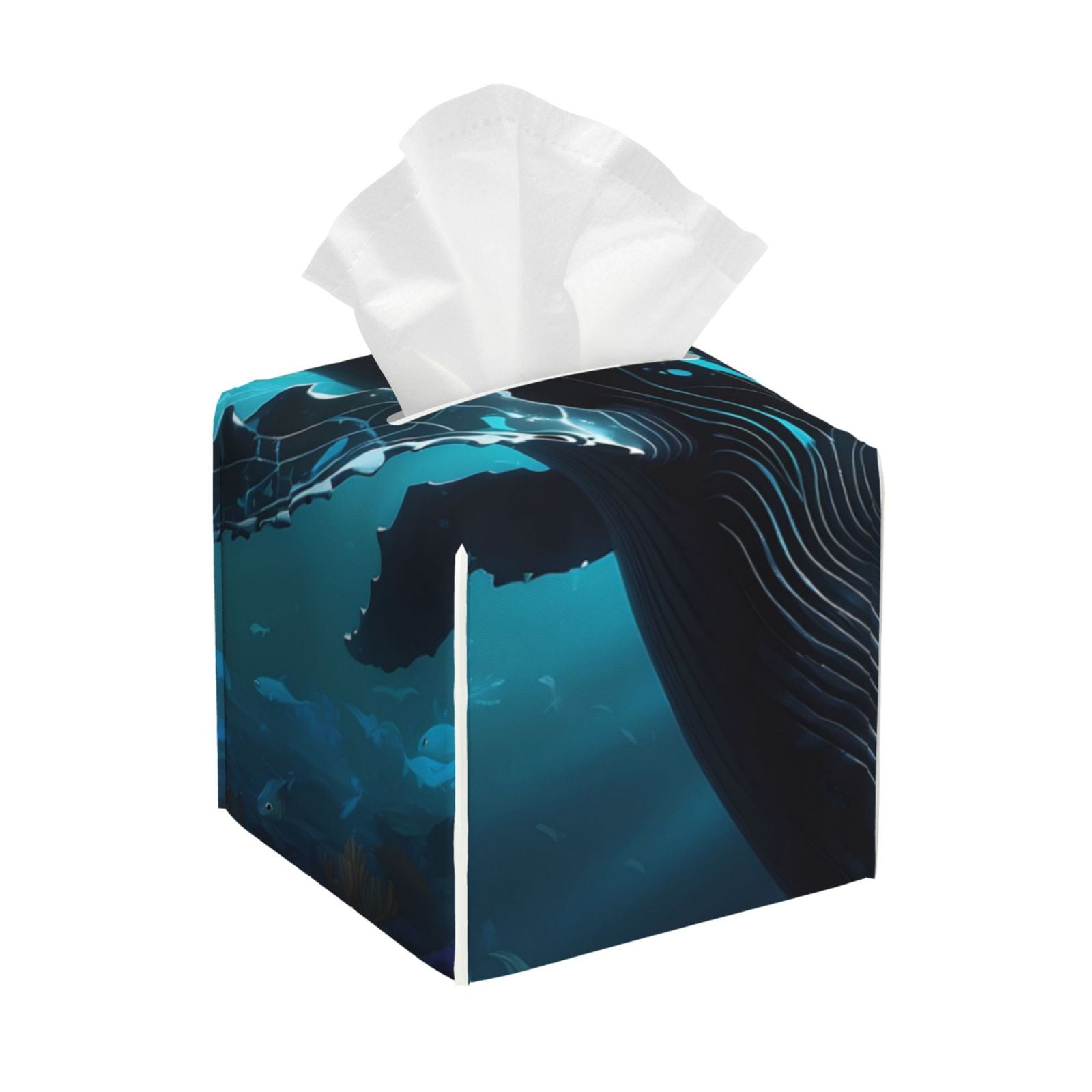 Vsdgher Vintage Blue Pattern Whale Pattern Tissue Box Cover Holder ...