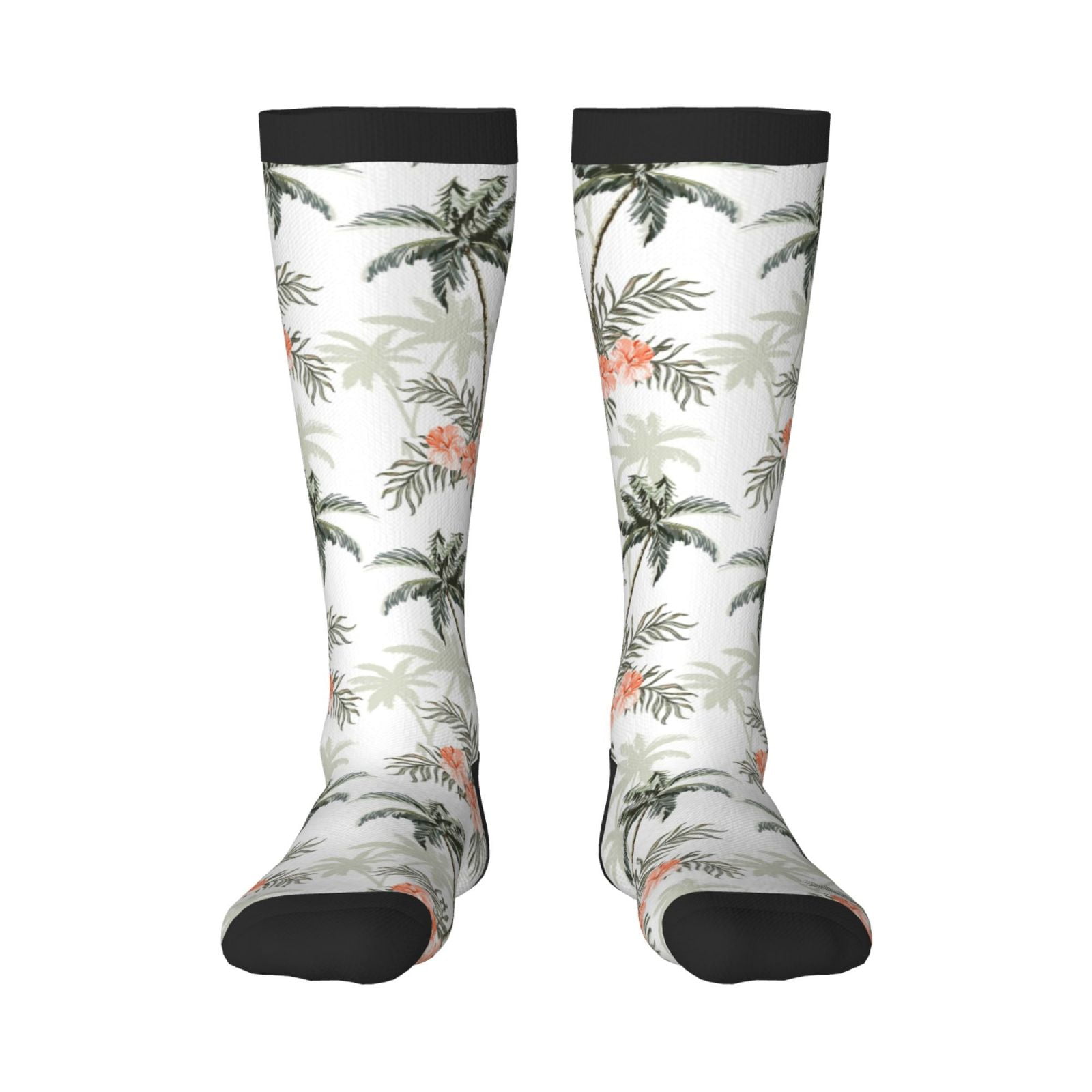 Vsdgher Vintage Palm Trees Print Thigh High Socks Extra Long Stretchy Sock Women Over Knee High ...