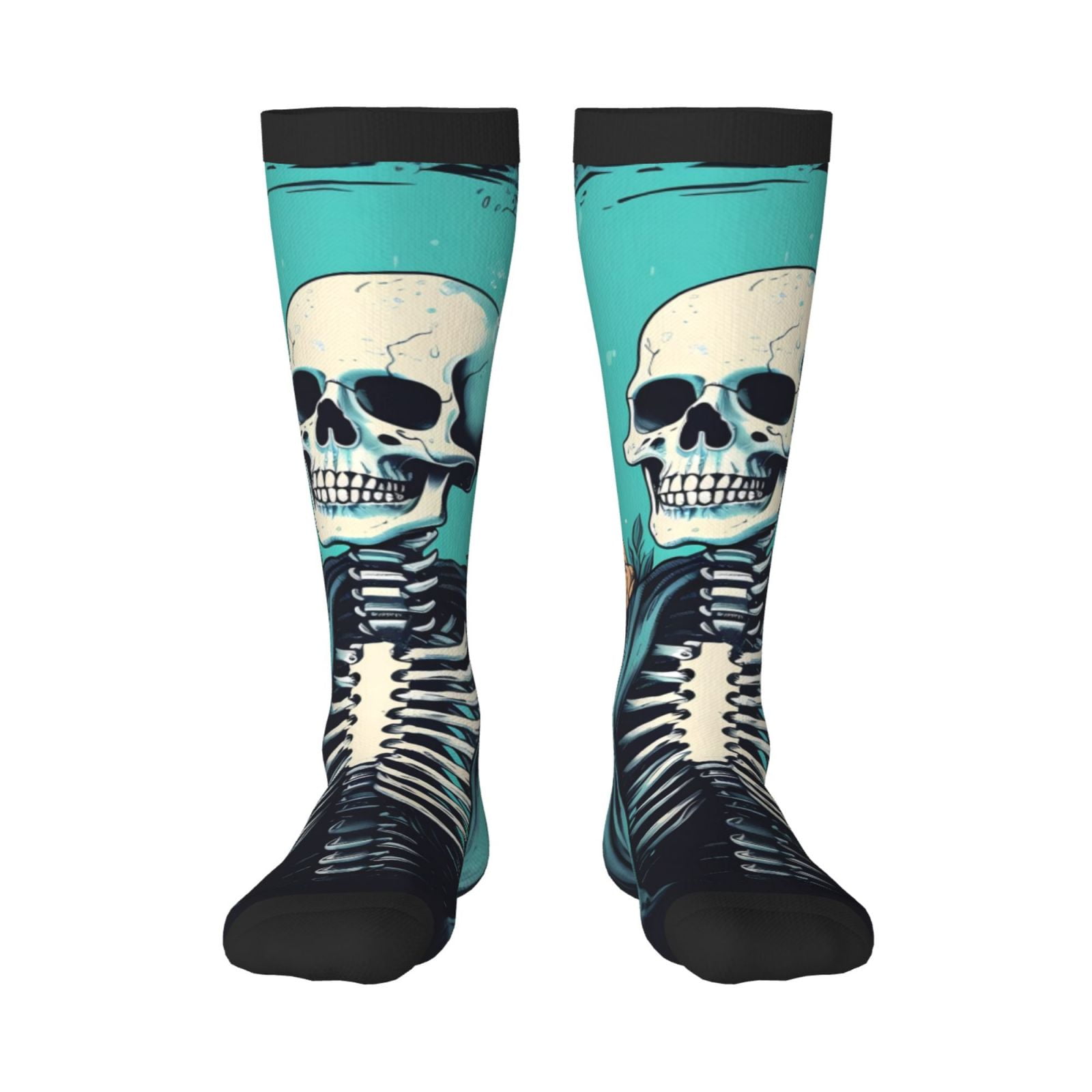 Vsdgher Vintage Skull Beer Print Thigh High Socks Extra Long Stretchy ...