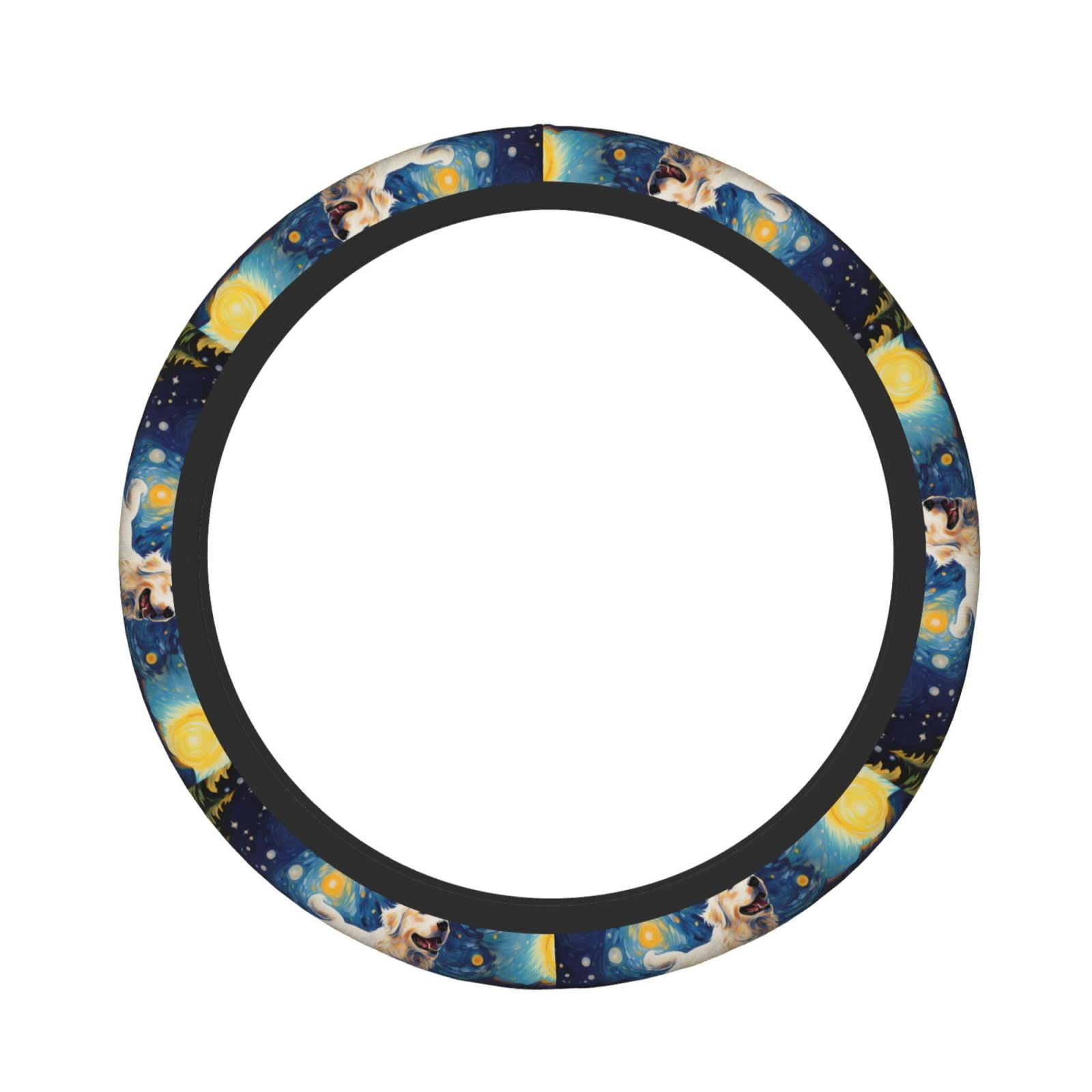 Vsdgher Vintage Starry Sky Labrador Pattern Elastic Car Steering Wheel ...