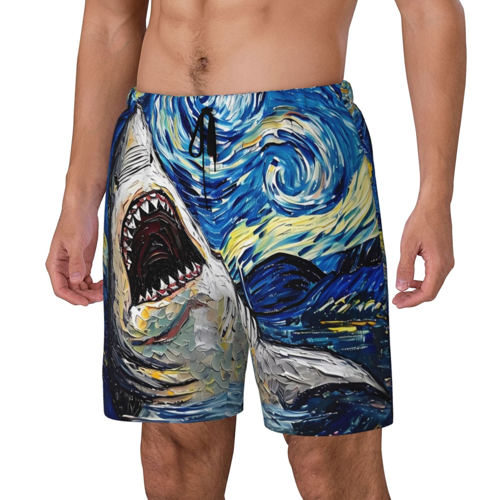 Vsdgher Vintage Starry Sky Shark for Mens Swim Trunks with Compression ...