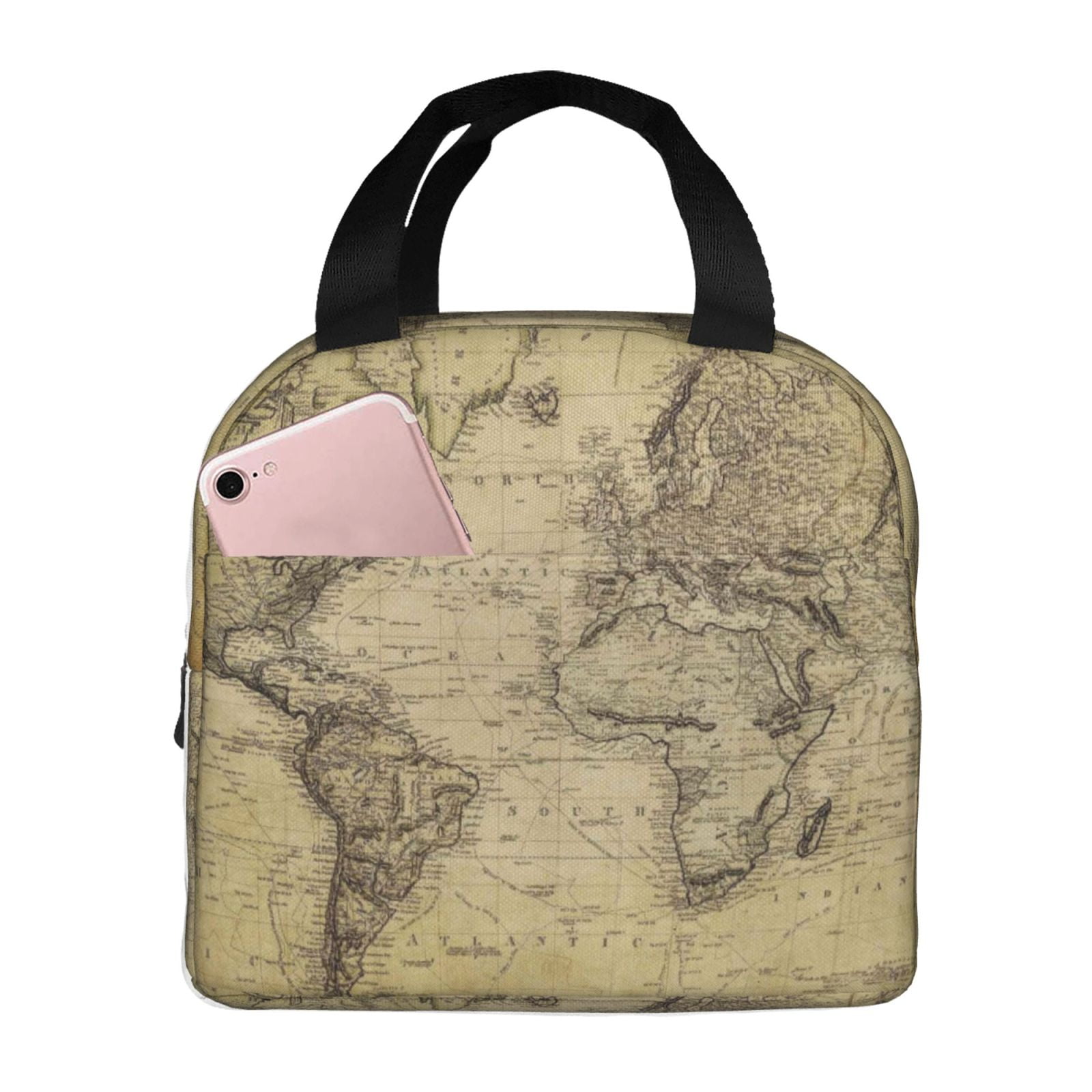 Vsdgher Vintage World Map Lunch Bag, Lunch Box for Women Adult Men ...