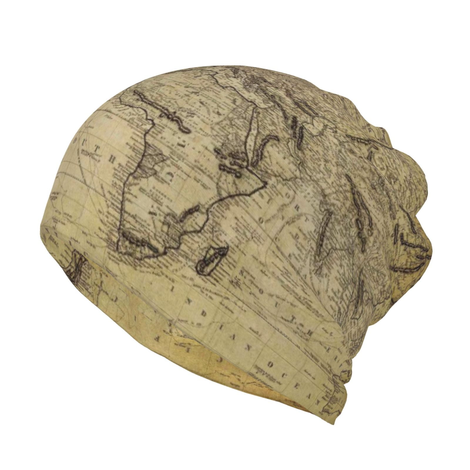 Vsdgher Vintage World Map Slouchy Beanie Hat for Men/Women, Skull Cap ...