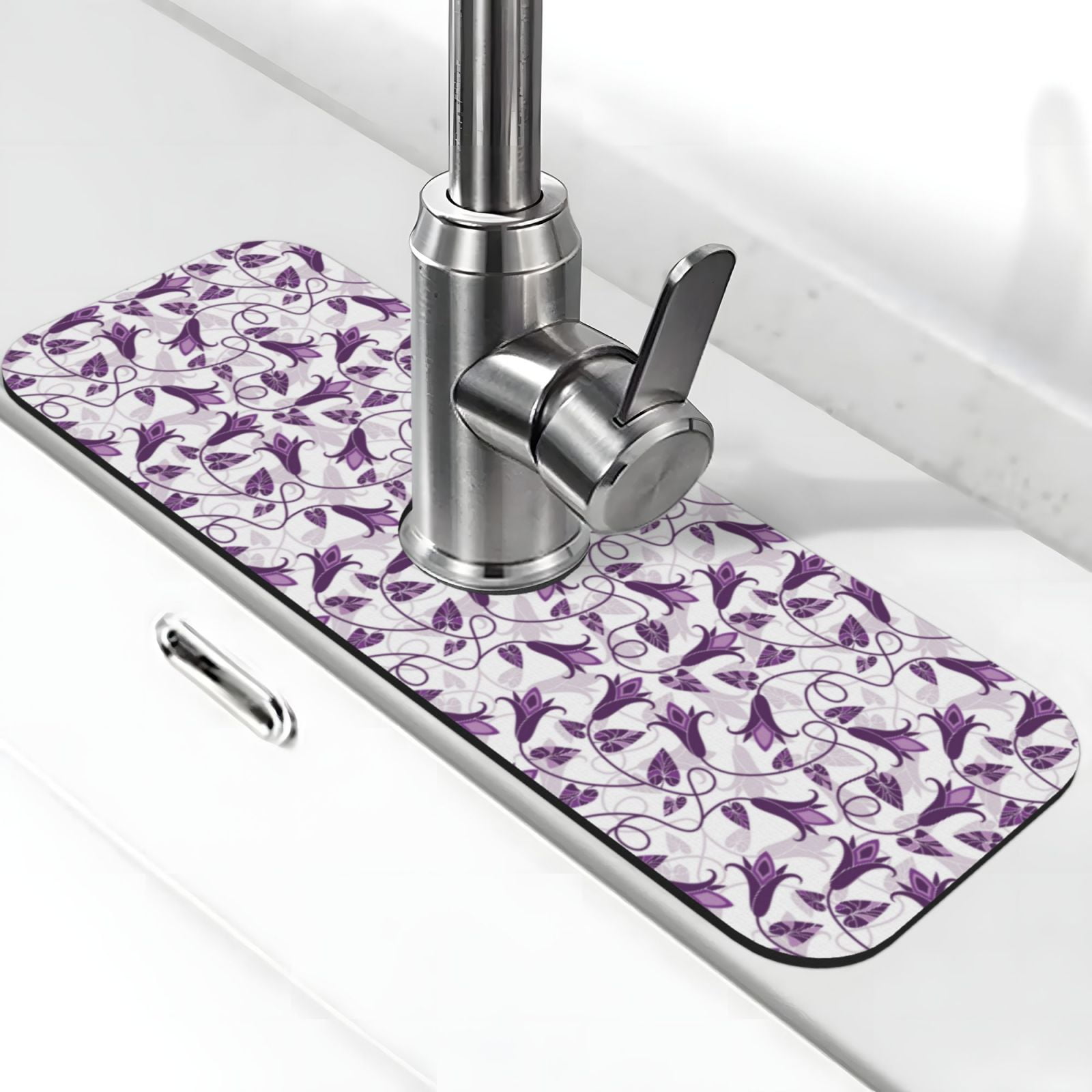 Vsdgher Violets Flowers Kitchen Sink Splash Guard Faucet Mat -1 PC ...